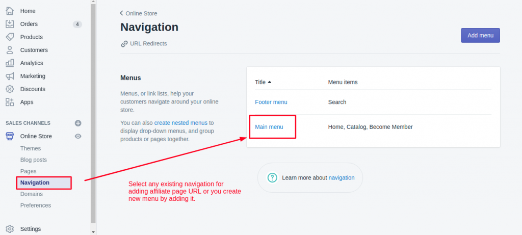 How to set up the Affiliate Page Link on your Shopify Store ...