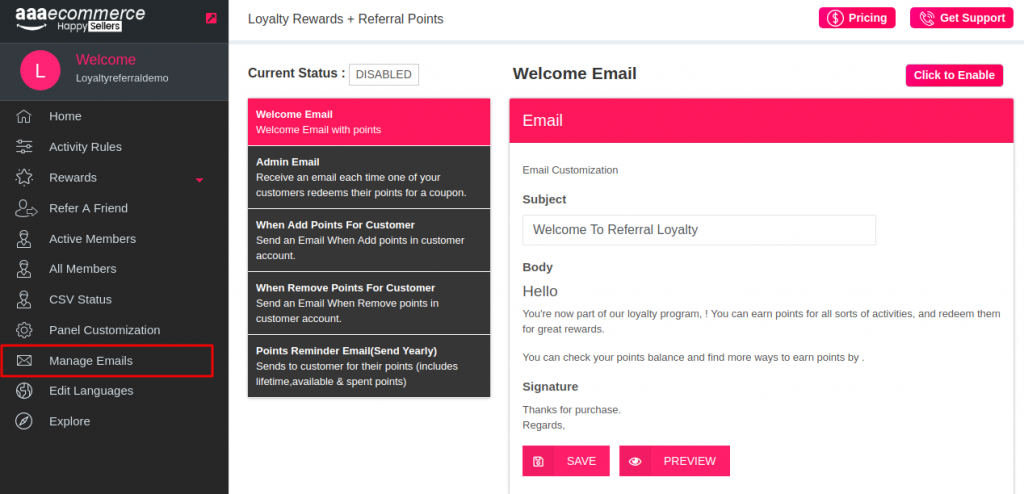 How to setup and customize loyalty reward program emails? | aaaecommerce